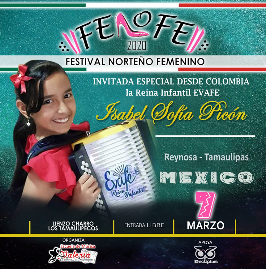 ISABEL SOFÍA PICÓN: Invitada a México con su Acordeón – portalvallenato.net